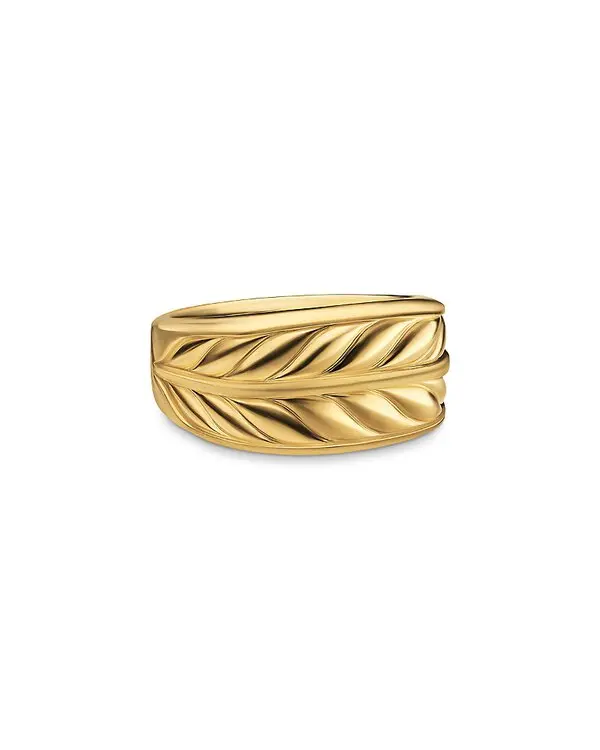 David Yurman Chevron Three Sided Signet Ring In 18k Yellow 12.5mm - Gold