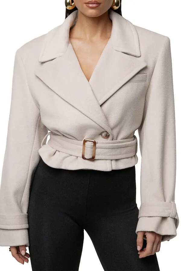 JLUXLABEL Belted Crop Jacket - Beige