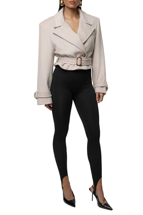 JLUXLABEL Belted Crop Jacket - Beige