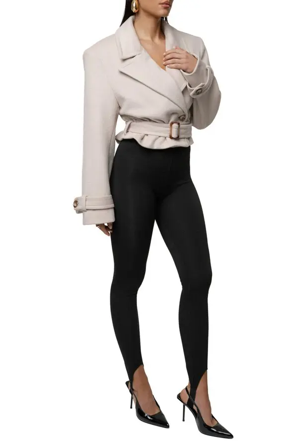 JLUXLABEL Belted Crop Jacket - Beige