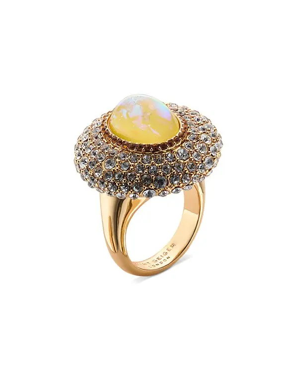 Kurt Geiger Pave & Stone Cocktail Ring - Yellow