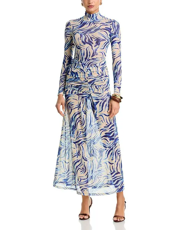 NIGHTCAP Lace Drop Waist Maxi Dress - Zebra Blue
