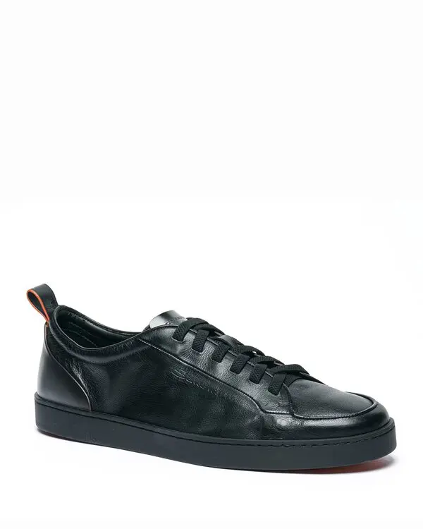 Santoni Lace-up Leather Sneakers - Black