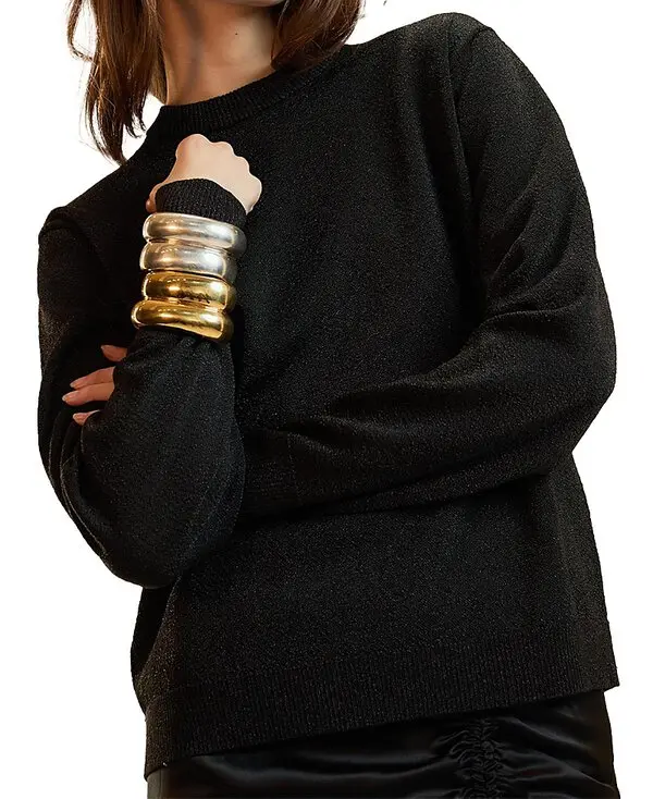 Cynthia Rowley Metallic Knit Pullover - Black