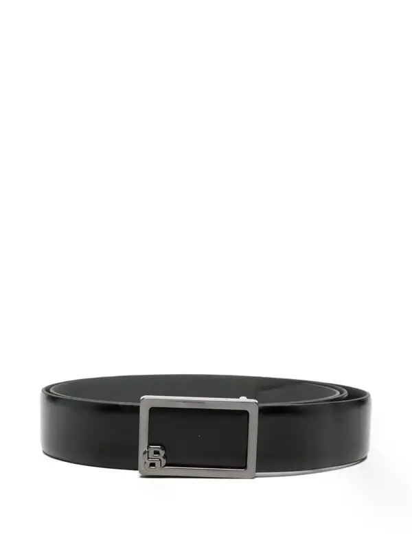 BOSS Logo Detail Leather Belt - Black