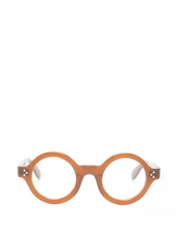 LESCA Saga Round-frame Sunglasses - Brown