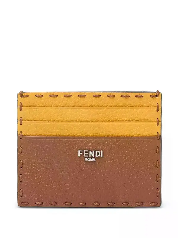 Fendi Stitched Bicolour Cardholder - Brown
