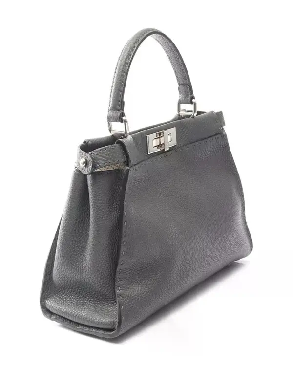 Fendi Medium Leather Selleria Peekaboo Iconic Satchel - Grey