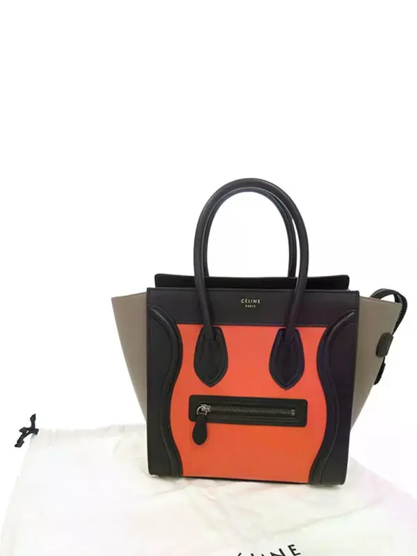 Celine 2010-2025 Micro Tricolor Leather Luggage Tote - Orange