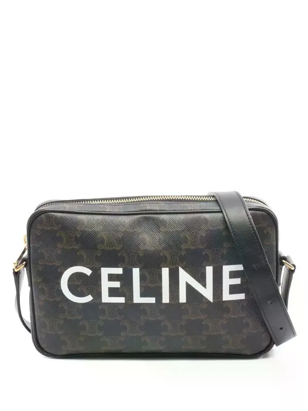 Celine 2021-2026 Medium Triomphe Coated Canvas Messenger Bag - Black