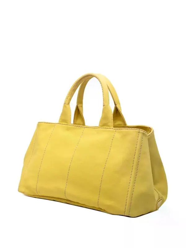Prada Canvas Canapa Logo Satchel - Yellow