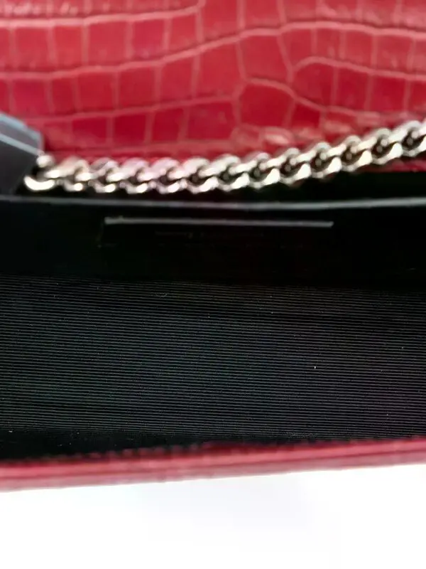 Saint Laurent 2017 Medium Croc Embossed Monogram Kate Tassel Crossbody Bag