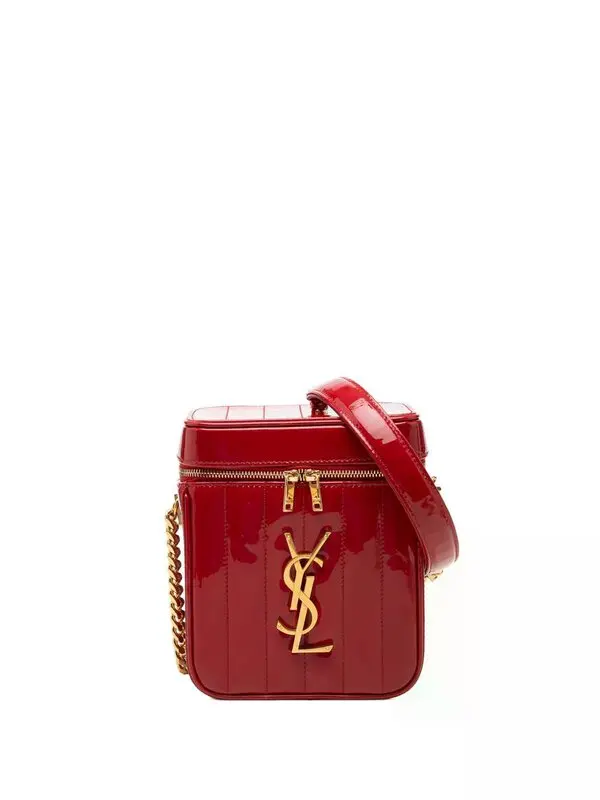 Saint Laurent 2019 Matelassé Patent Monogram Vicky Vanity Crossbody Bag