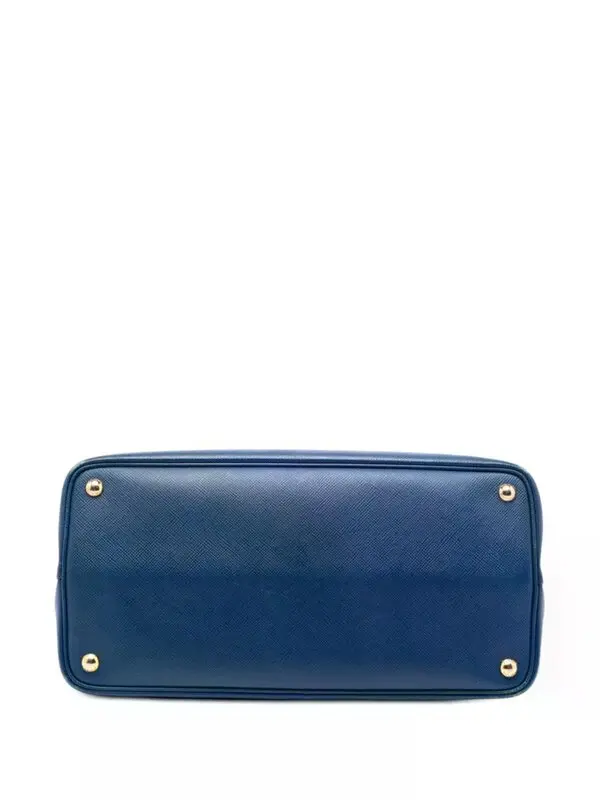 Prada Large Saffiano Cuir Double Satchel - Blue