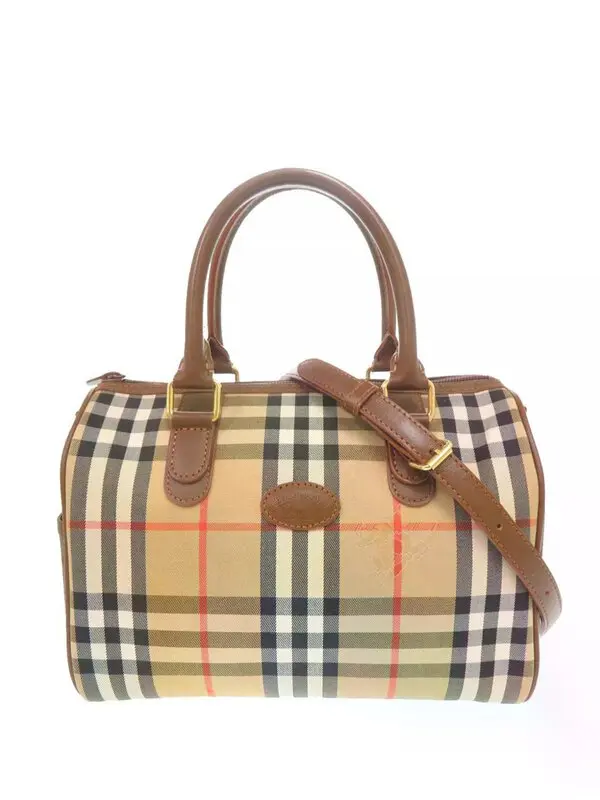 Burberry Haymarket Check Canvas Boston Satchel - Neutrals