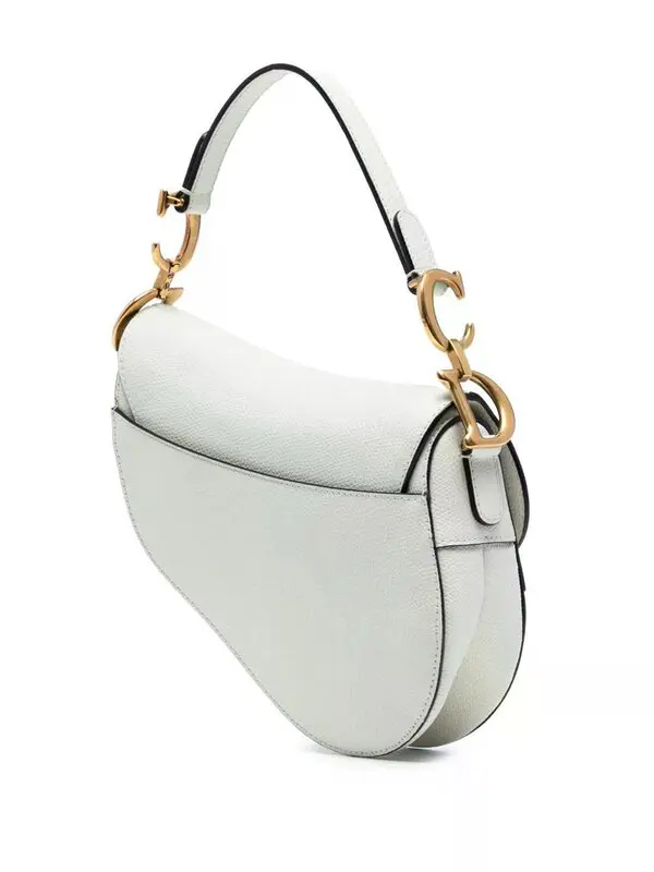 Dior 2020 Mini Grained Calfskin Saddle Bag - White