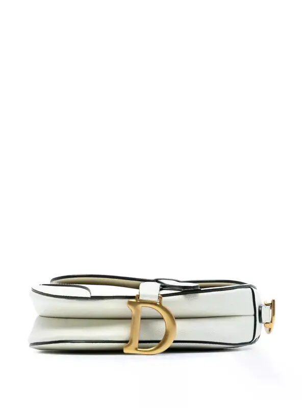 Dior 2020 Mini Grained Calfskin Saddle Bag - White