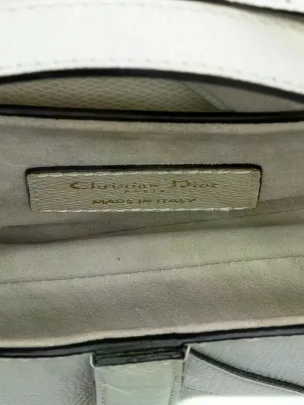 Dior 2020 Mini Grained Calfskin Saddle Bag - White