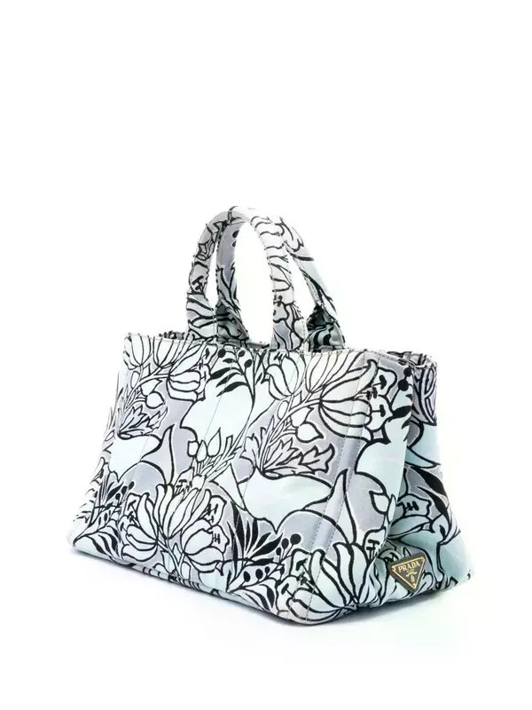 Prada Floral Printed Canapa Satchel