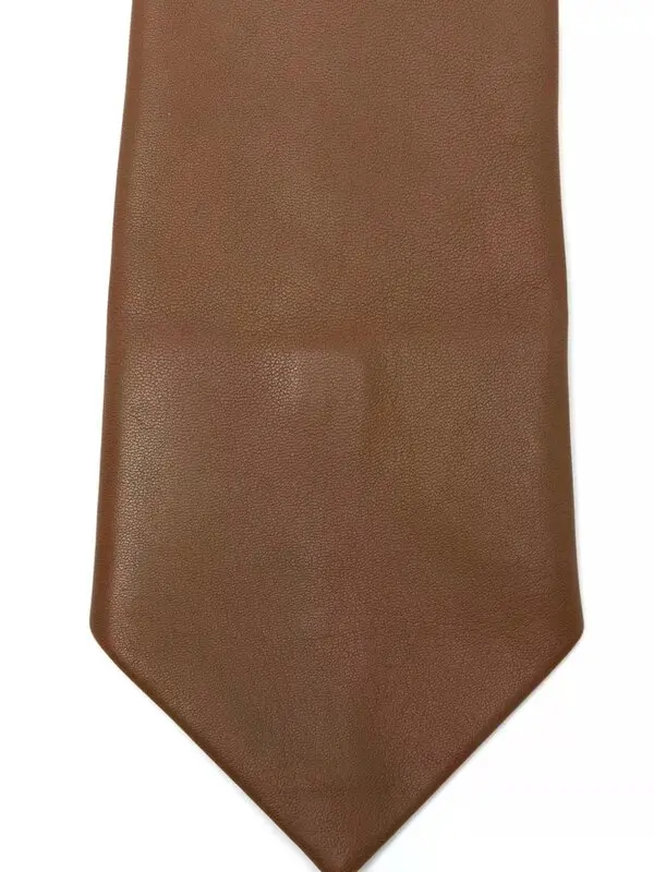 SUNFLOWER Leather Neck Tie - Brown