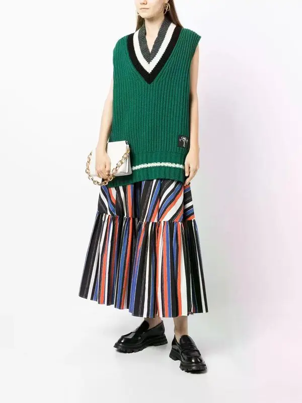 Plan C Stripe-print Long Skirt
