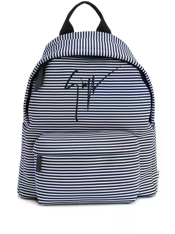 GIUSEPPE ZANOTTI Striped Embroidered-logo Backpack