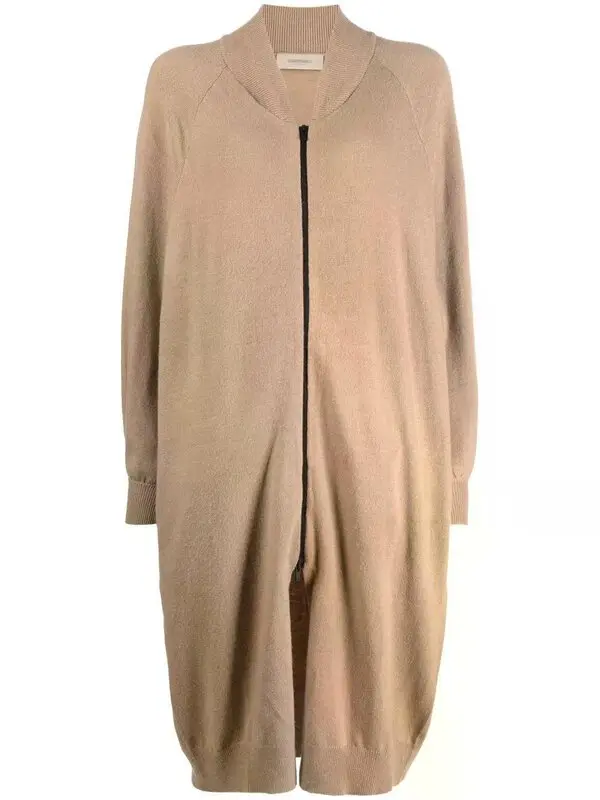 Fear Of God Logo Patch Zip-up Cardigan-coat - Neutrals