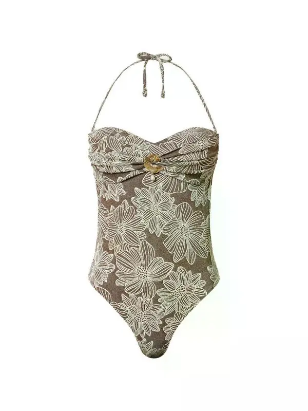 TWINSET Floral Jacquard One-piece Swimsuit - Brown