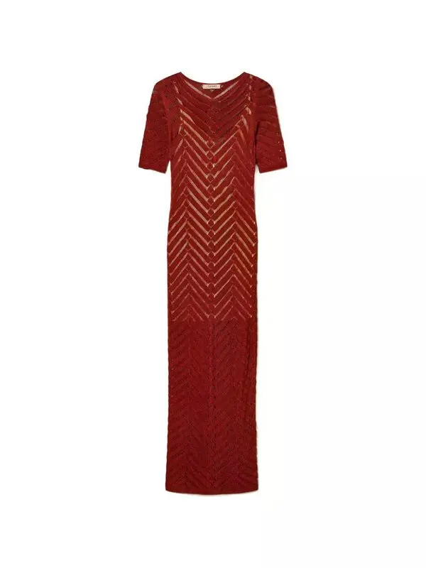 TWINSET Long Chevron Knitted Dress - Red