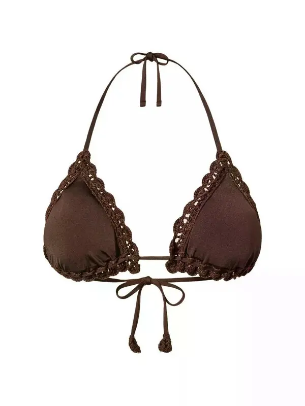 TWINSET Knitted-trim Triangle Bikini Top - Brown