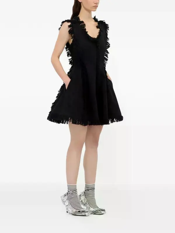 MSGM Fringed A-line Mini Dress
