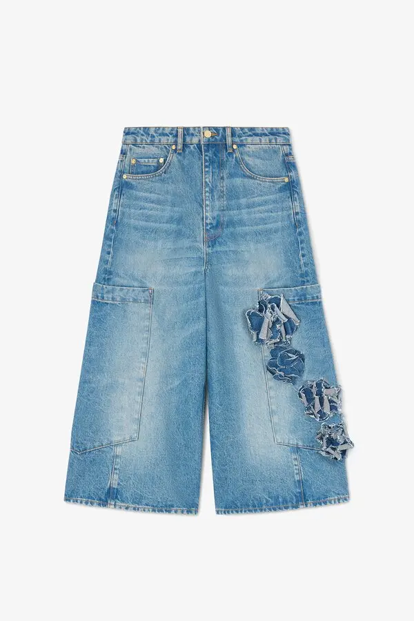 GANNI Baggy Cropped Jeans - Blue