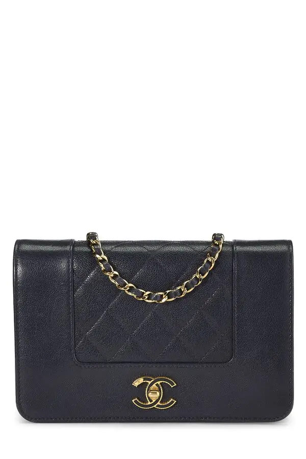 Chanel Quilted Calfskin Mademoiselle Wallet On Chain - Navy