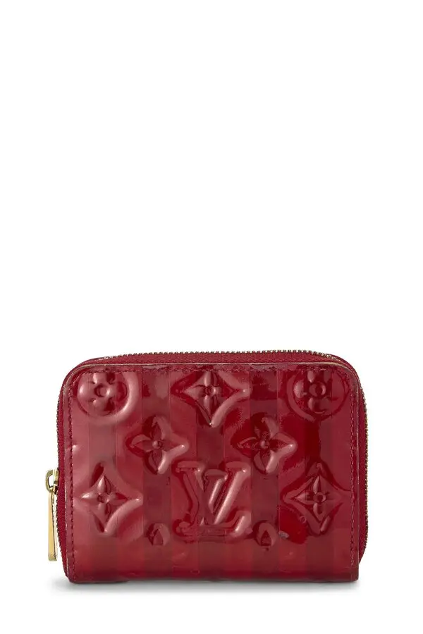 LOUIS VUITTON Pomme D'amour Monogram Vernis Rayures Zippy Coin Purse - Red