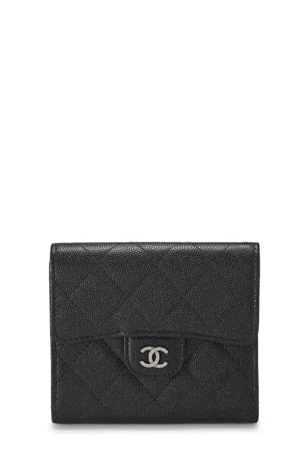 Chanel Caviar Compact Classic Flap Wallet - Black