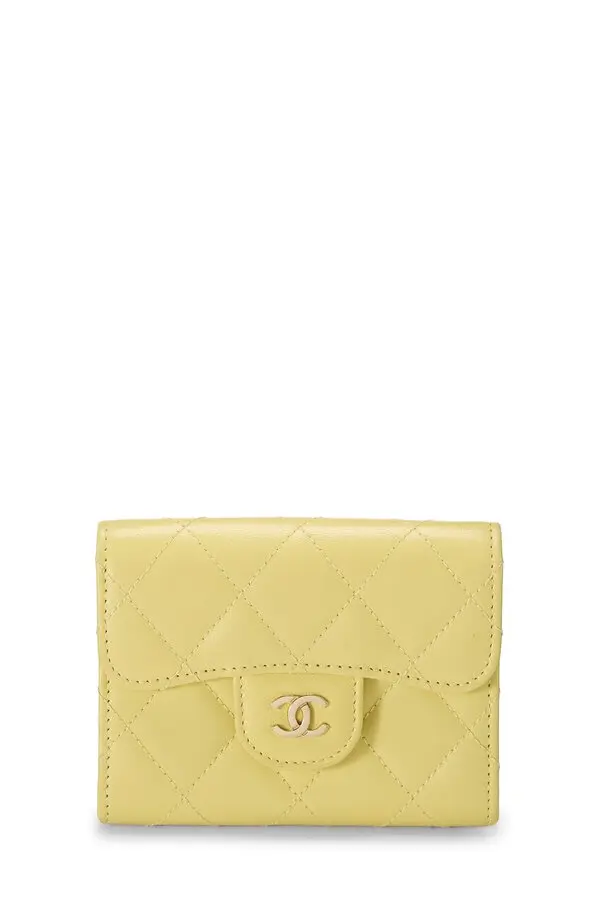 Chanel Lambskin Classic Flap Compact Wallet - Yellow