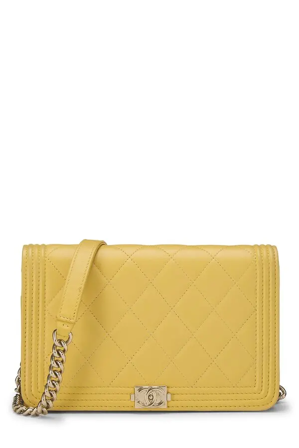 Chanel Quilted Lambskin Wallet On Chain - Yellow