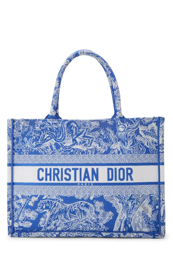 Dior Embroidered Book Tote - Blue