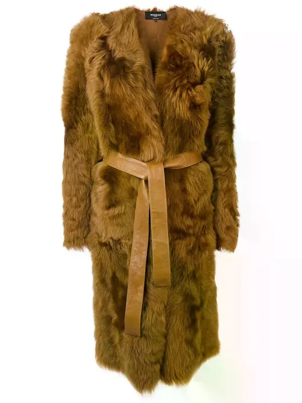 Rochas Belted Lamb Fur Coat