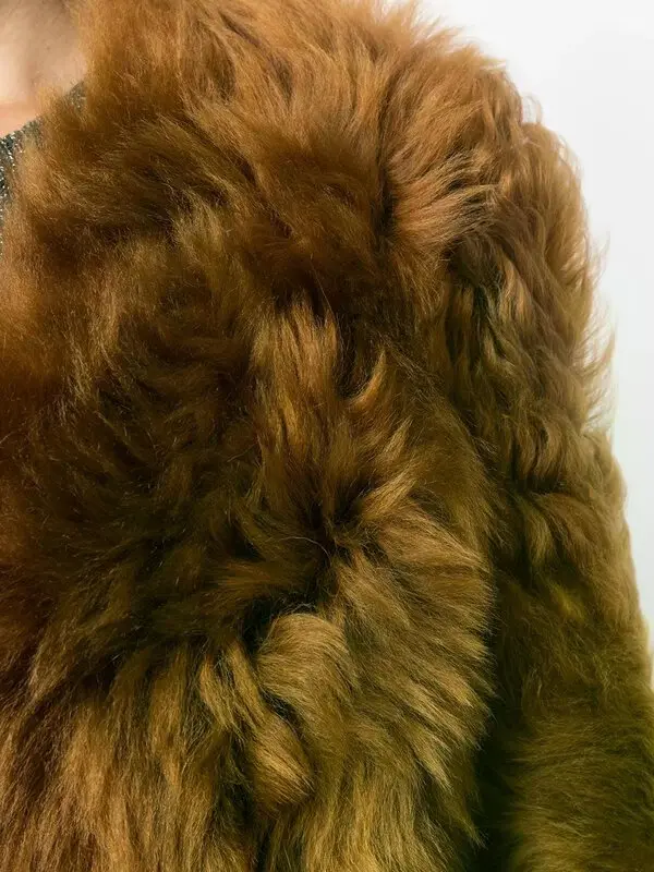 Rochas Belted Lamb Fur Coat