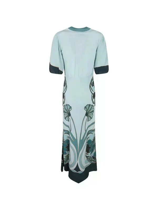 La DoubleJ Marlene Dietrich Blooming Tulip Placée V-neck Dress - Green