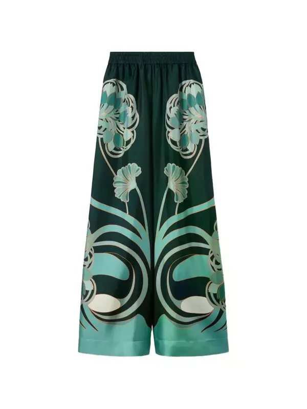 La DoubleJ Floral Print Palazzo Trousers - Green