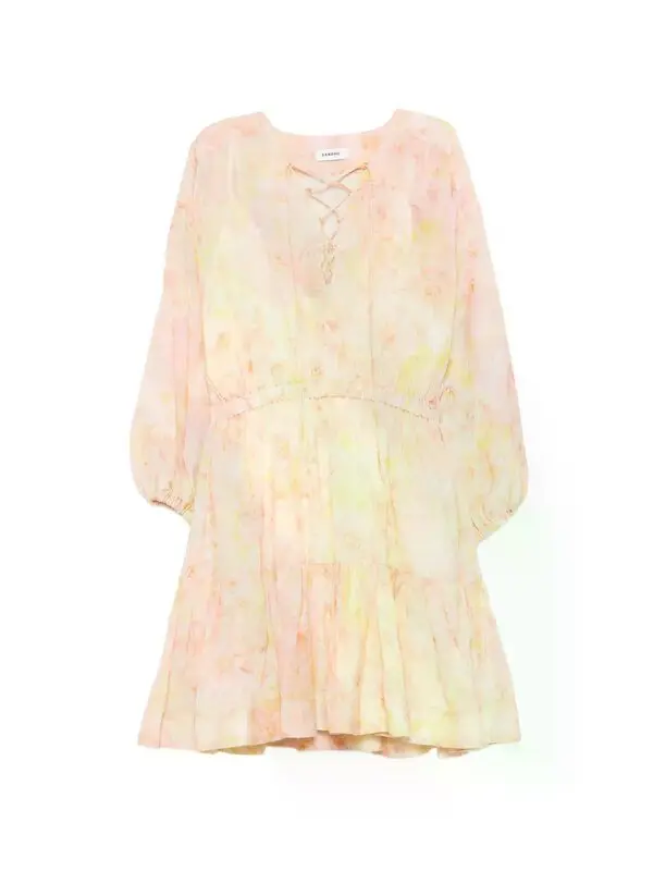 Sandro Provenza" Floral V-neck Mini Dress - Pink