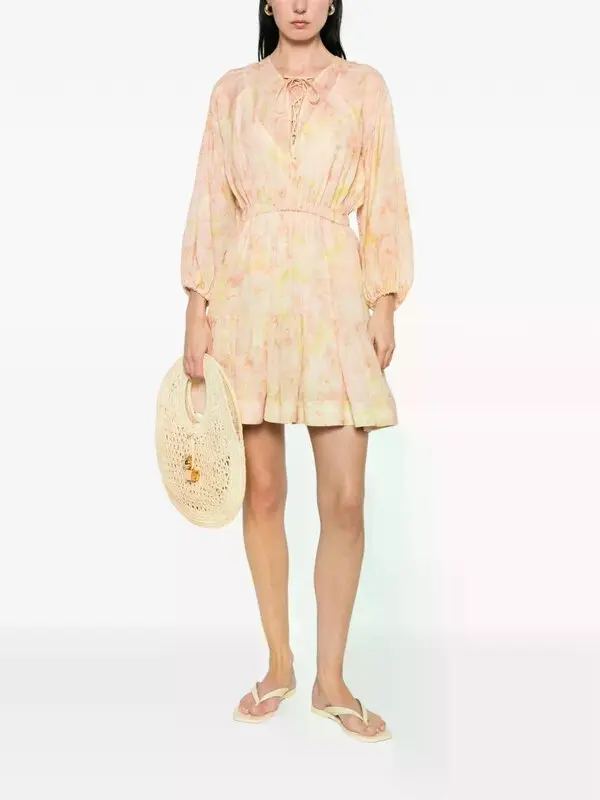 Sandro Provenza" Floral V-neck Mini Dress - Pink