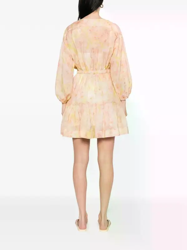 Sandro Provenza" Floral V-neck Mini Dress - Pink