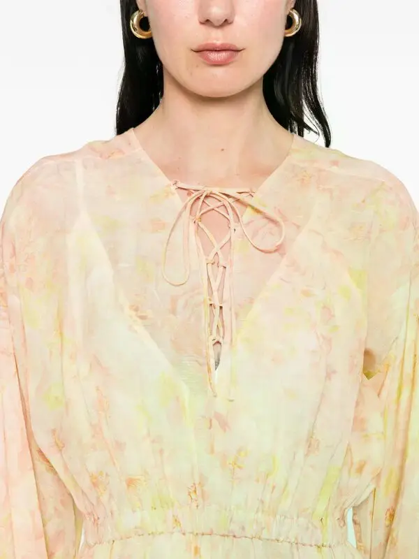 Sandro Provenza" Floral V-neck Mini Dress - Pink