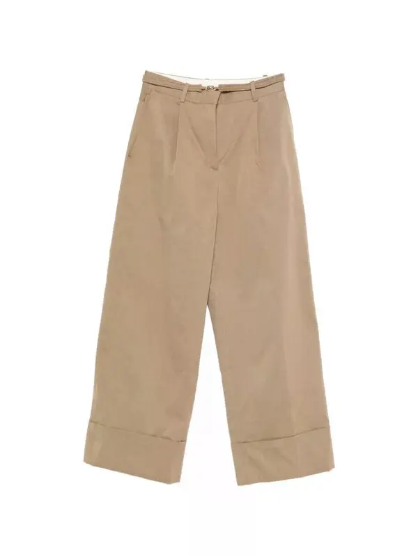 Sandro Wide-leg Pleated Trousers With Buckled Belt
