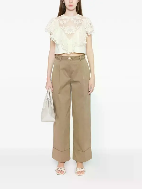 Sandro Wide-leg Pleated Trousers With Buckled Belt