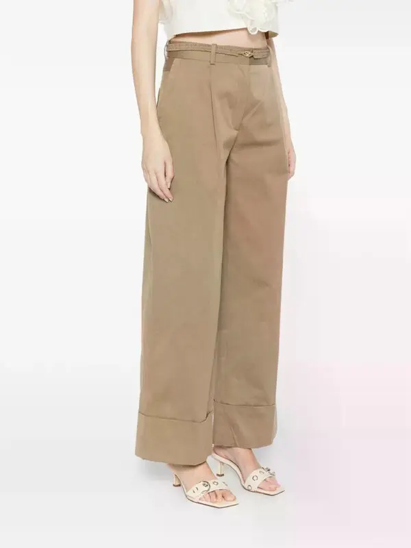 Sandro Wide-leg Pleated Trousers With Buckled Belt