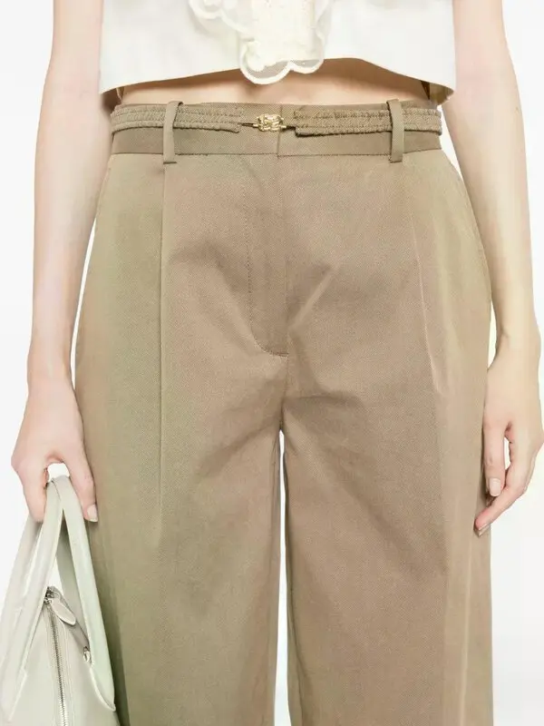 Sandro Wide-leg Pleated Trousers With Buckled Belt